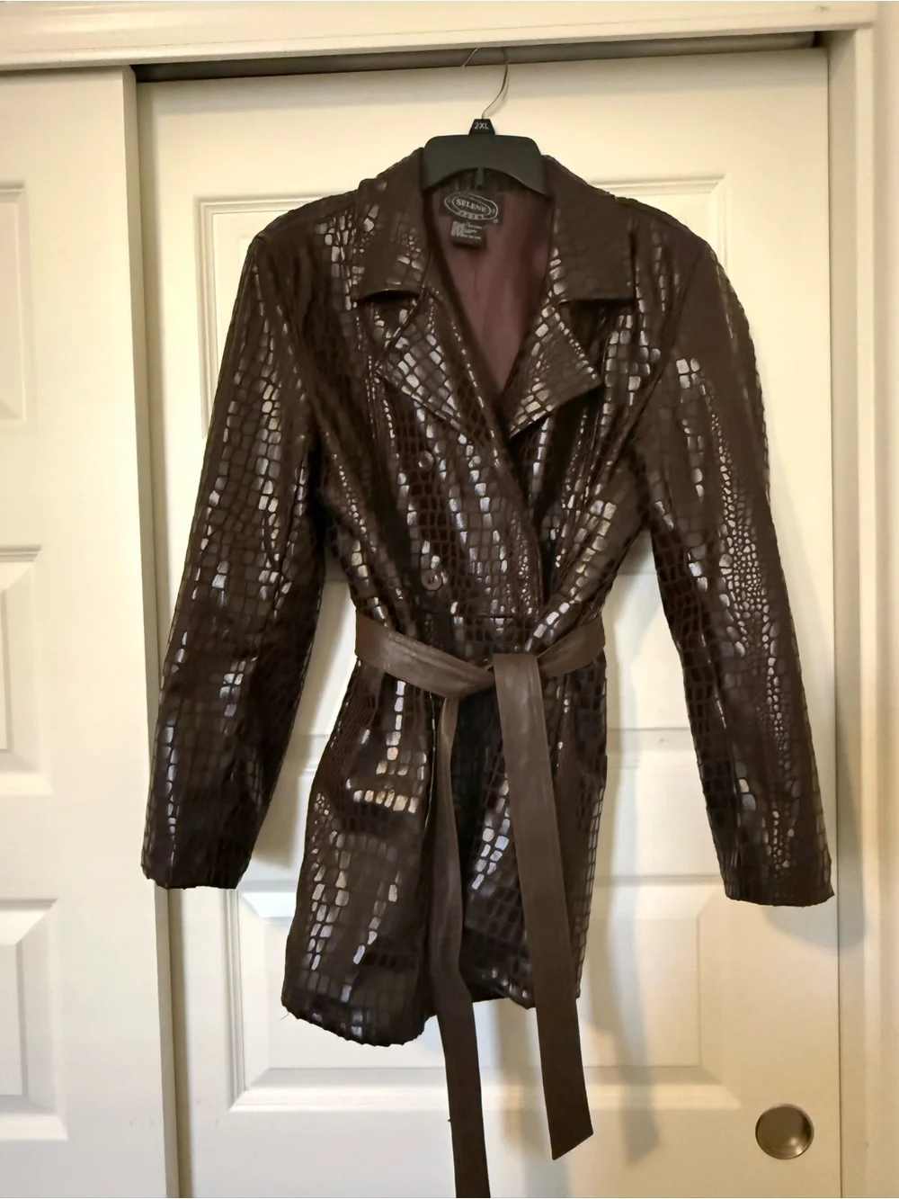 Selene Sport | Jackets & Coats | Selene Sport Dark Brown Crocembossed ...